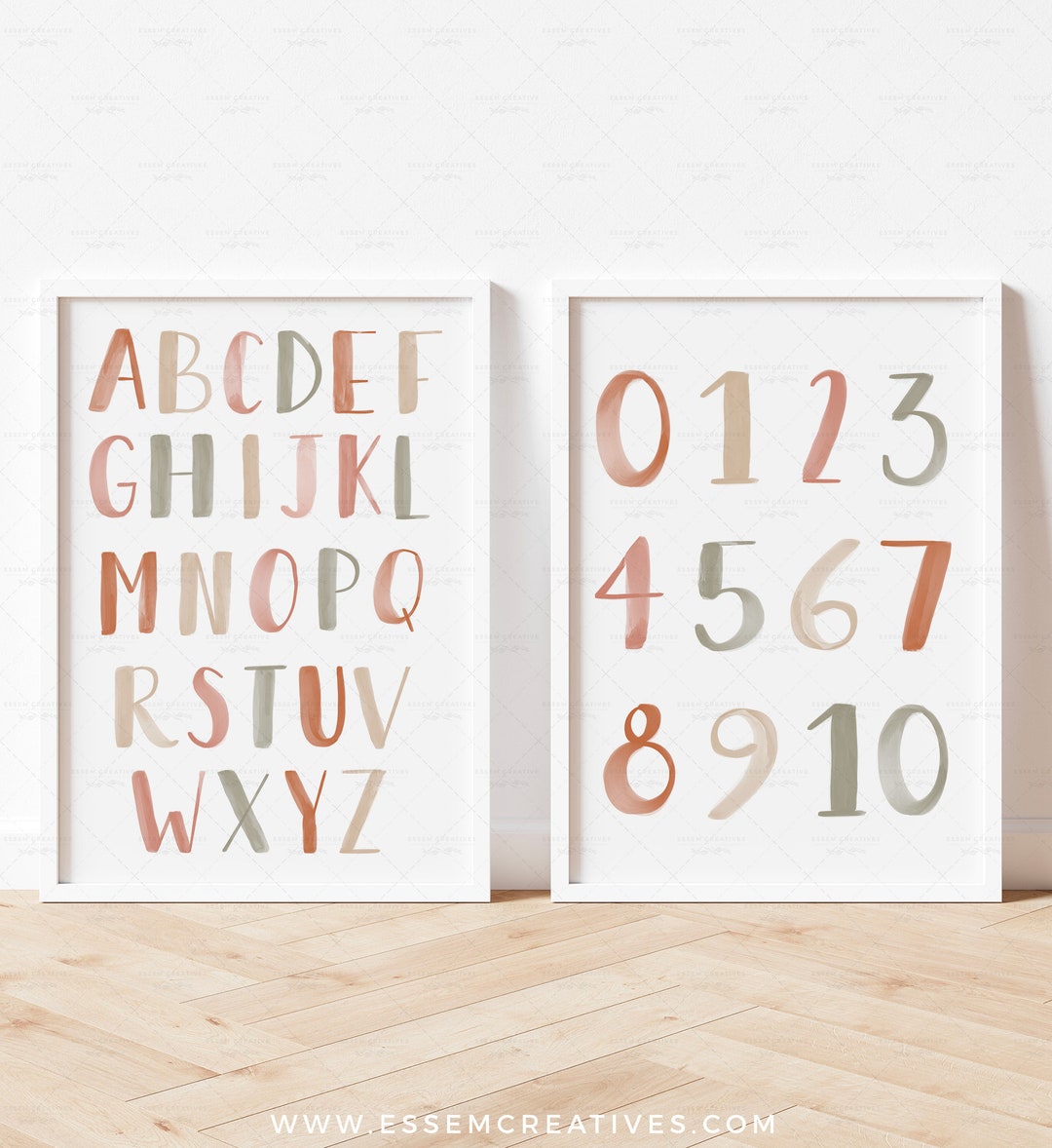 Neutral Alphabet and Numbers Print, Boho Alphabet Poster, PRINTABLE ...