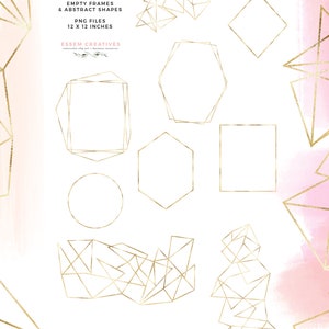 Empty Gold Geometric Frames Clipart, Crystal Frames Shapes Borders Clip ...
