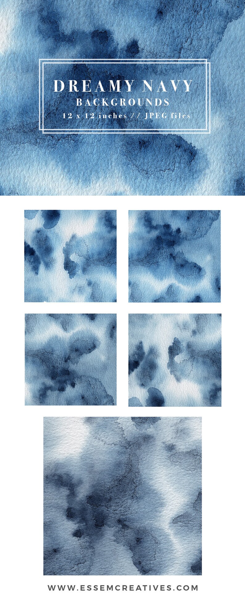 Navy Watercolor Digital Papers 12x12 Scrapbooking Paper Blue | Etsy