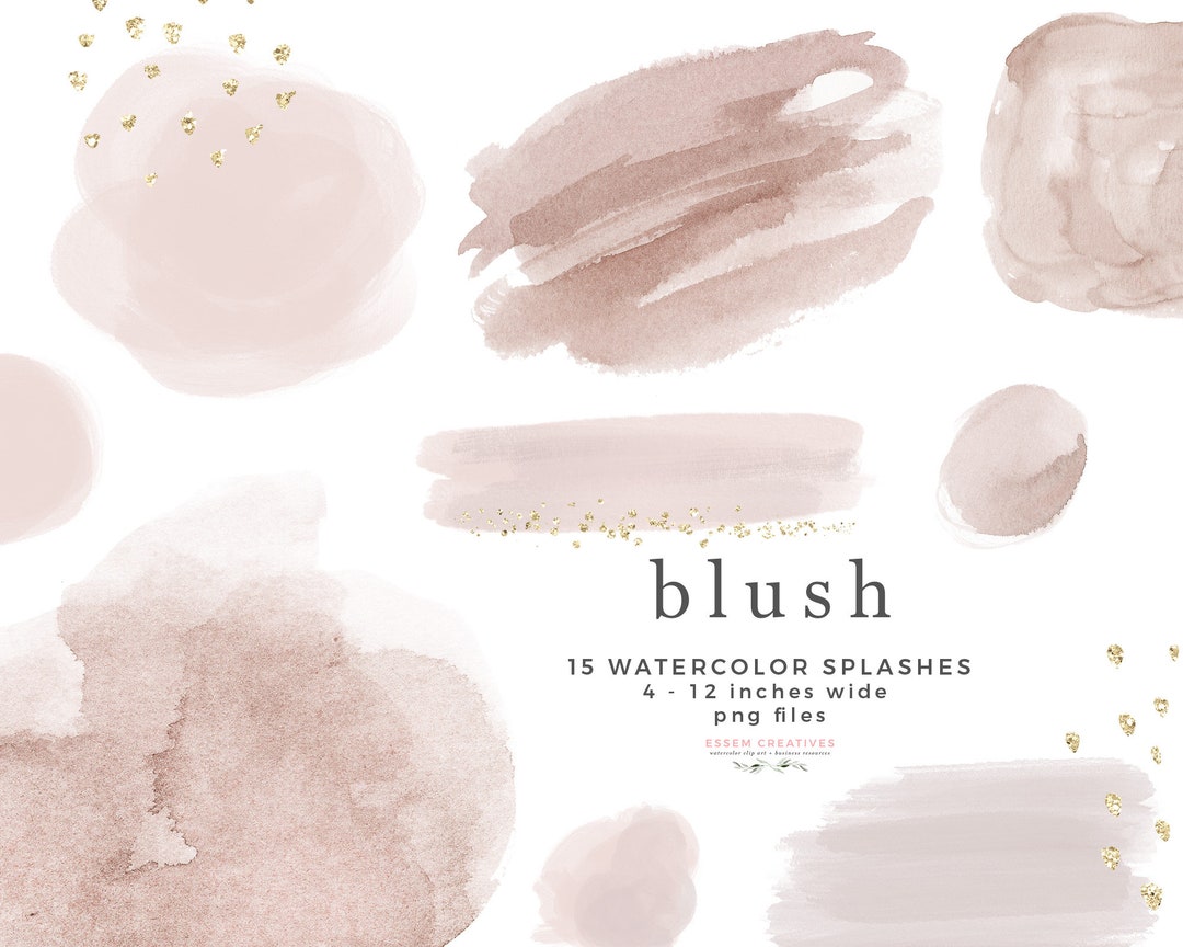 Blush Pink Watercolor Clipart Texture Shapes Splash Splodge, Watercolor ...