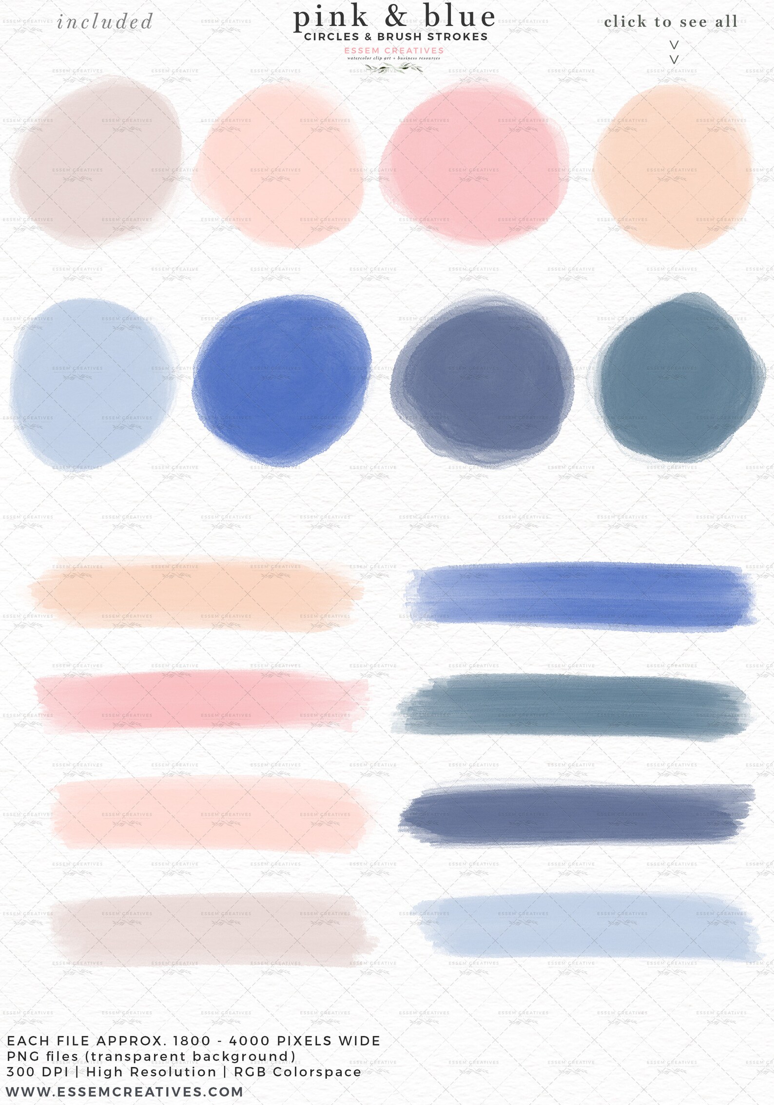 Pink and Blue Instagram Story Highlight Watercolor Circles - Etsy