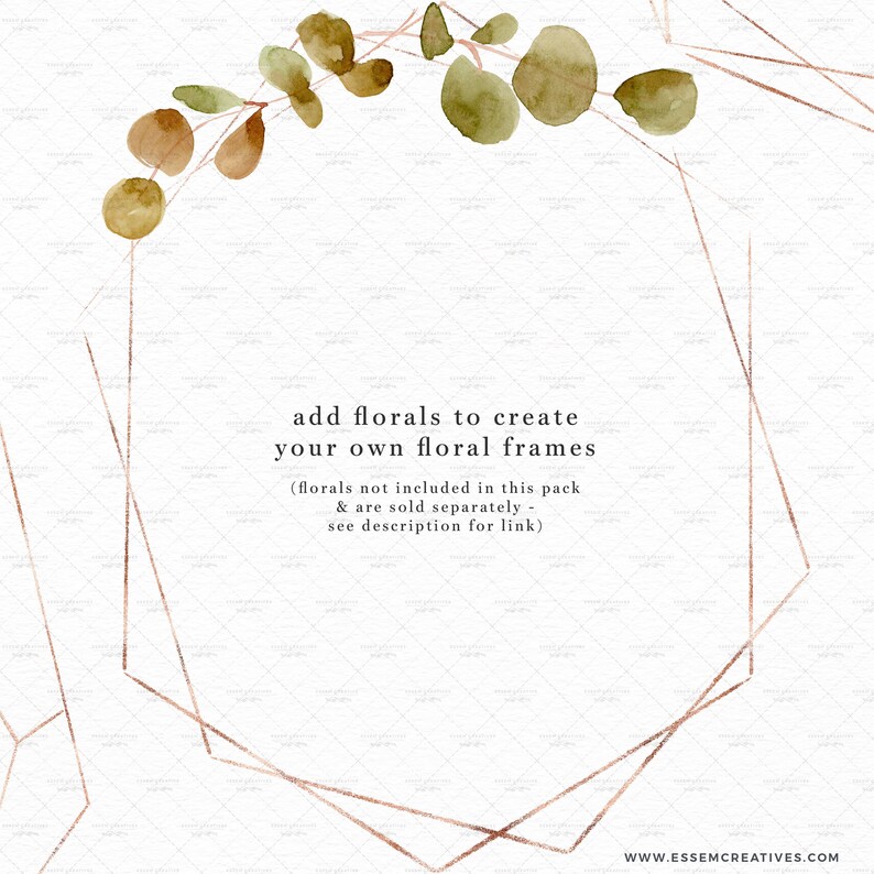 Empty Rose Gold Geometric Frames Clipart Crystal Frames Clip - Etsy