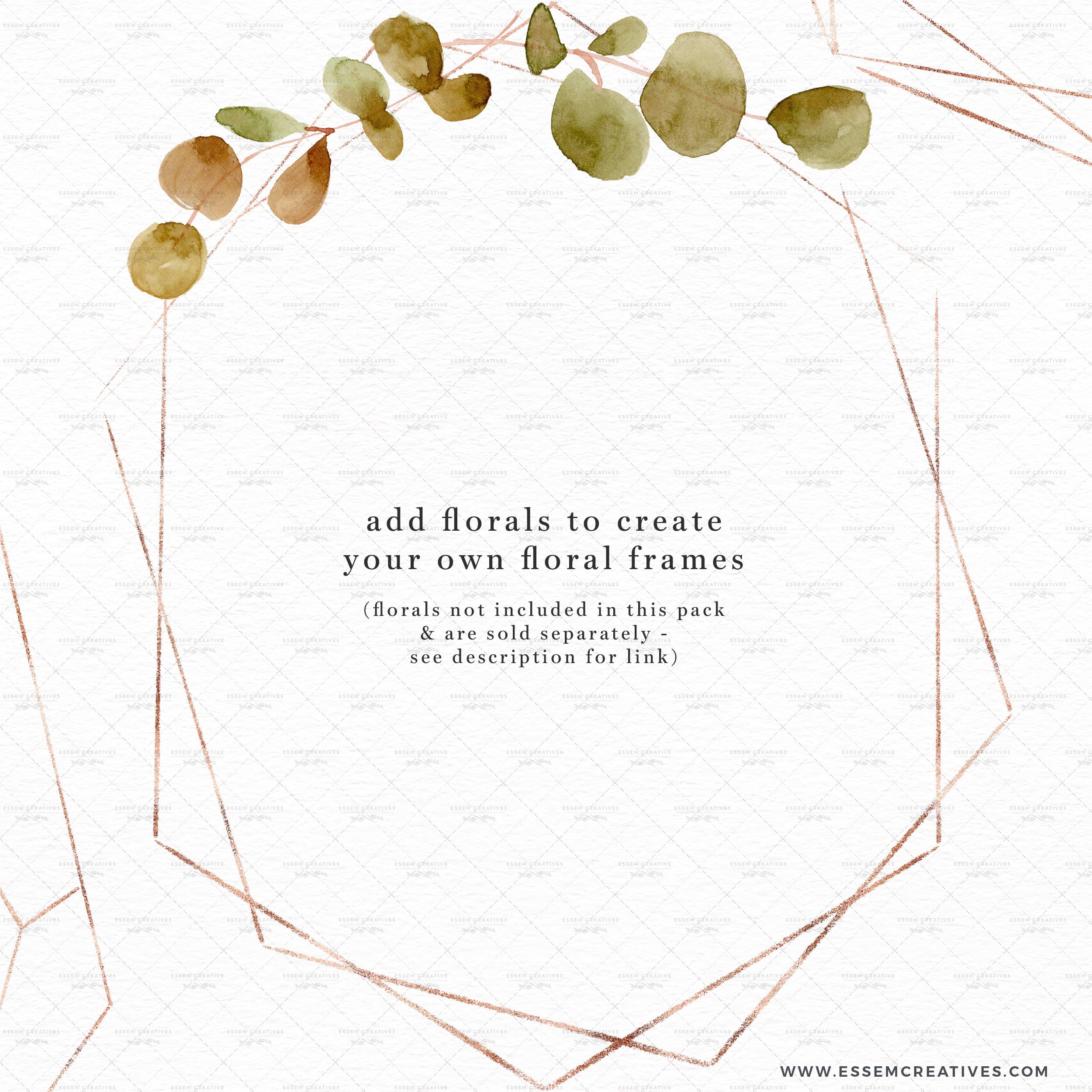 Empty Rose Gold Geometric Frames Clipart Crystal Frames Clip | Etsy