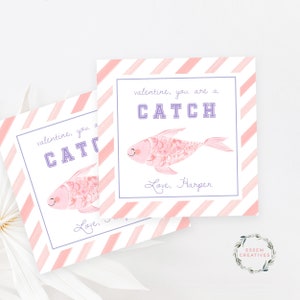 Printable Valentines Gift Tag for Kids, You're a Great Catch Fish ...