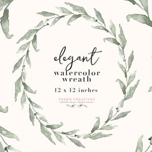 Watercolor Olive Wreath Clipart, Eucalyptus Wreath PNG for Save the ...