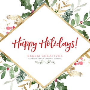 Christmas Wreath Clipart, Holly Jolly Clip Art, Watercolor Winter ...