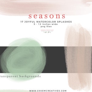 Holiday Watercolor Splashes Splodge Clipart, Abstract Pink Green Aqua ...