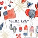 4th of July Clipart, Patriotic Clip Art, Watercolor July Fourth ...