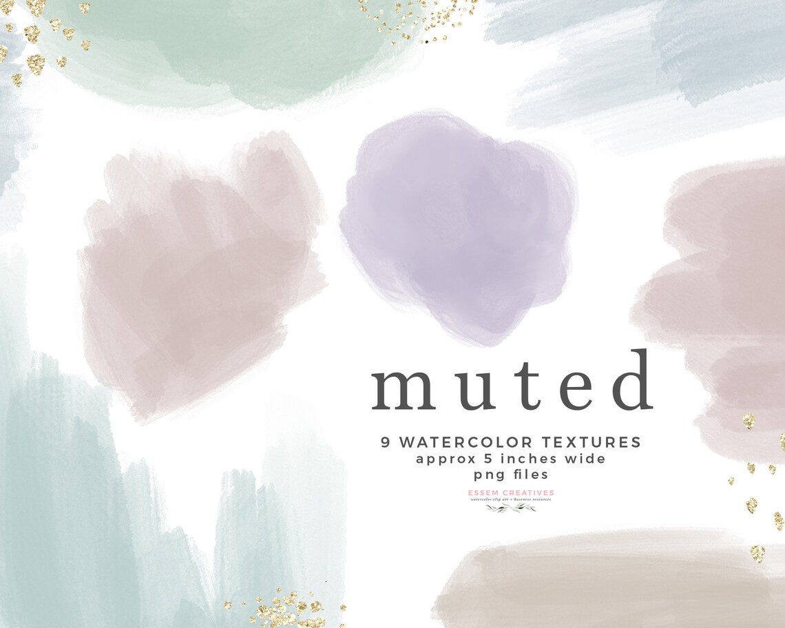 Muted Pastel Watercolor Shapes Clipart Texture Splash Splodge - Etsy