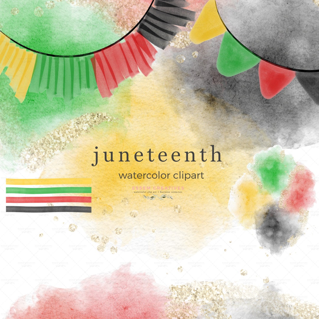 Juneteenth Jubilation: Watercolor Clipart Brush Strokes & Stripes Set ...