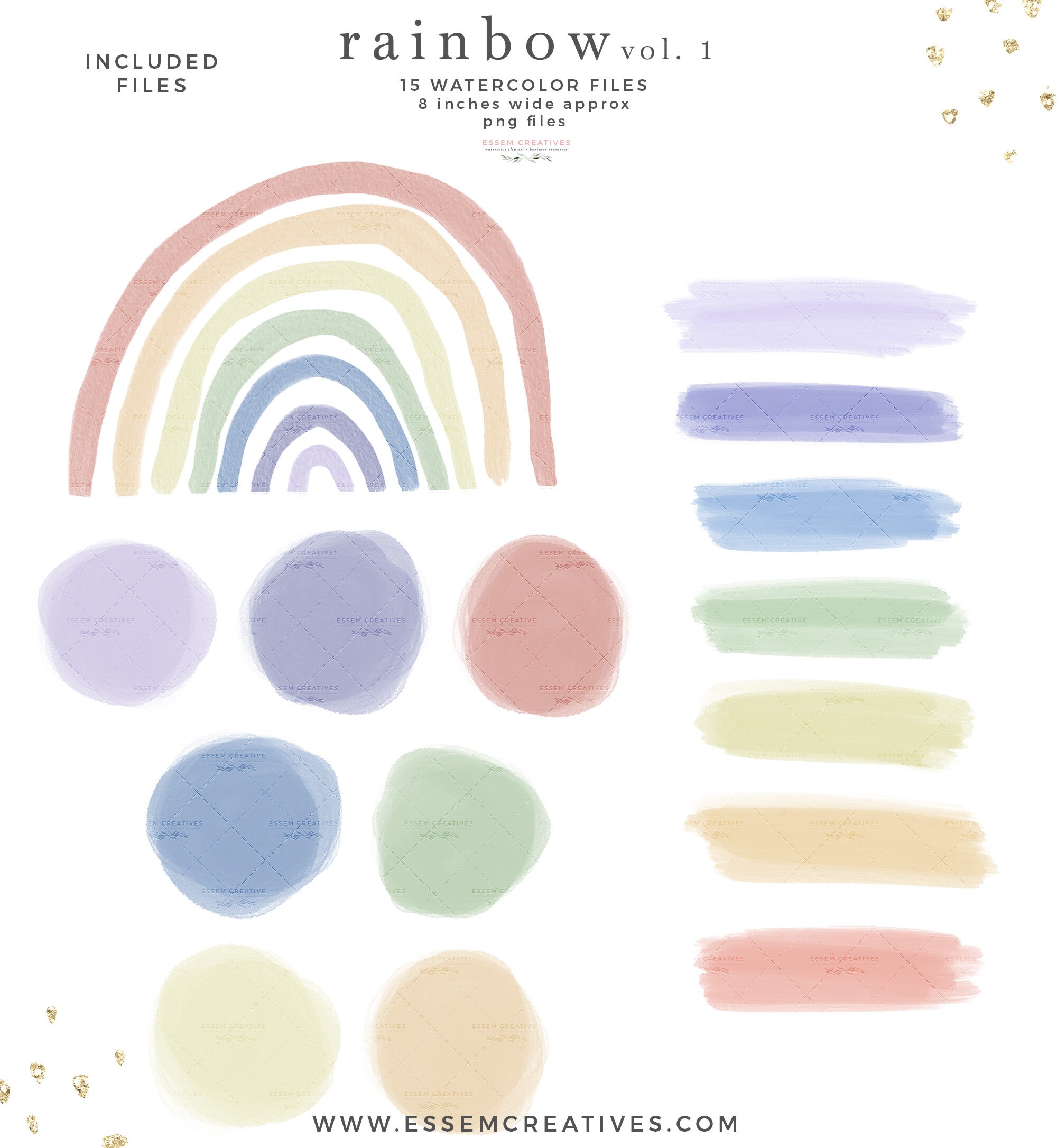 Watercolor Rainbow Clipart Circles Clipart Digital Planner | Etsy
