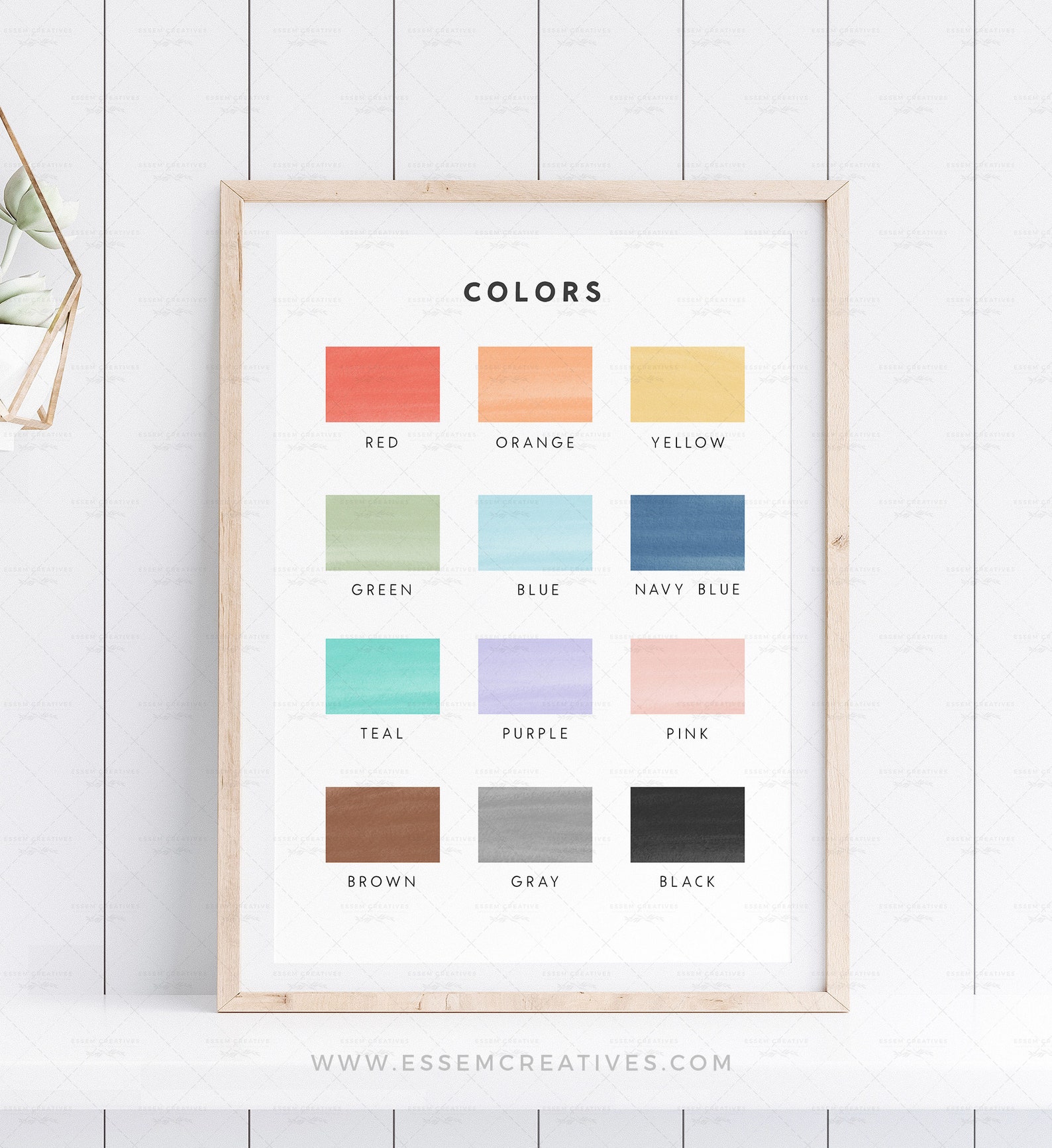 Colors Poster for Kids, Color Chart for Preschool Classroom, Colours ...