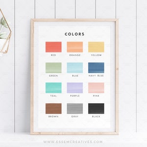 Colors Poster for Kids, Color Chart for Preschool Classroom, Colours ...