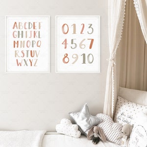 Buy Neutral Alphabet and Numbers Print, Boho Alphabet Poster, PRINTABLE ...