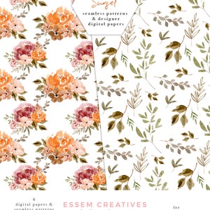 Fall Floral Digital Paper Pack, Thanksgiving Scrapbook Paper, Fall ...