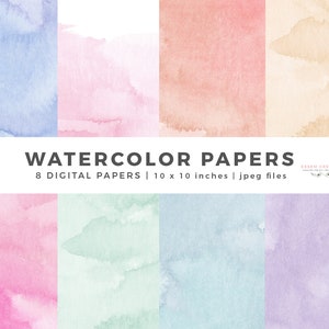 Watercolor Papers, Watercolor Digital Paper, 10 X 10 Inch Watercolour ...