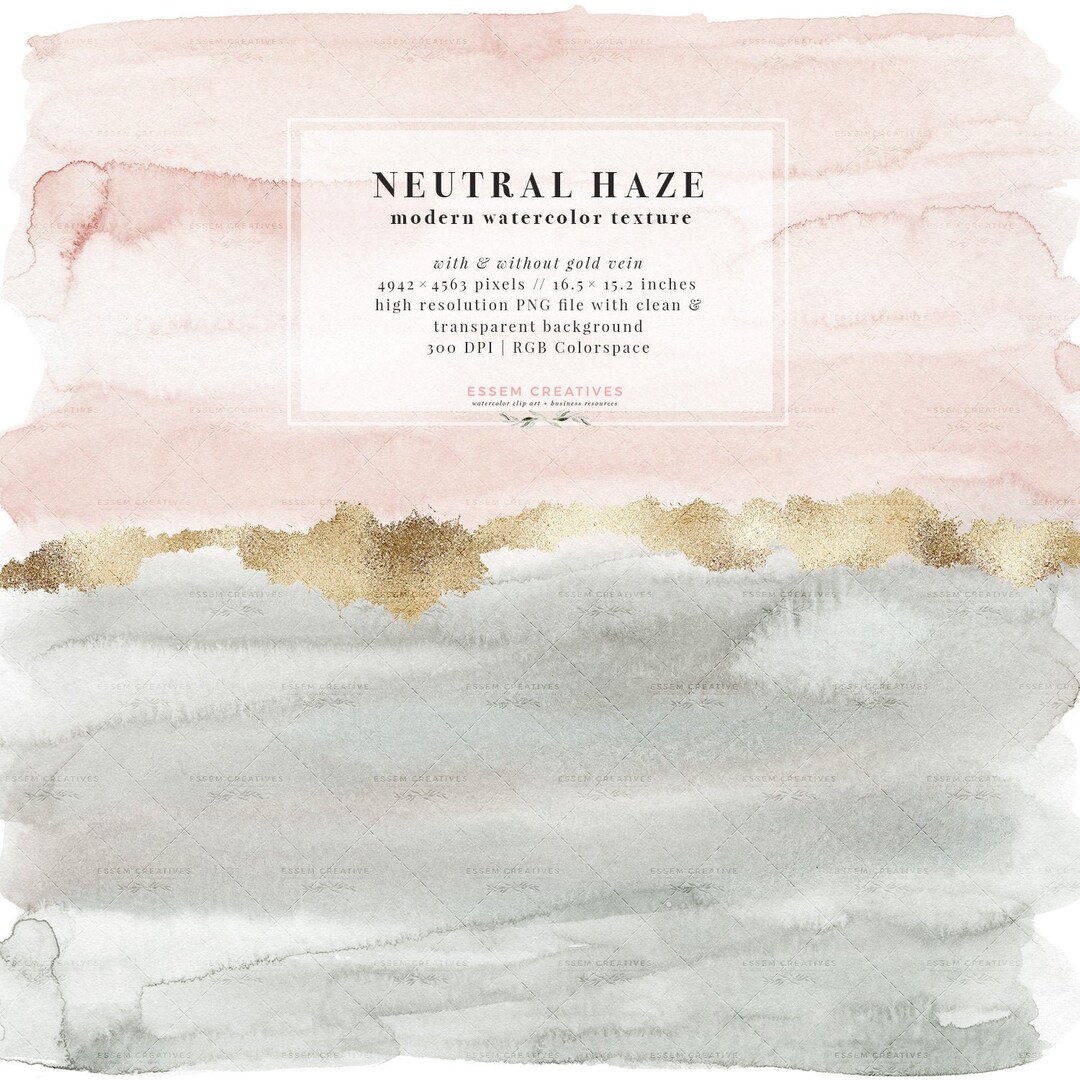Abstract Watercolor Texture Background With Gold Veins, Neutral Blush ...