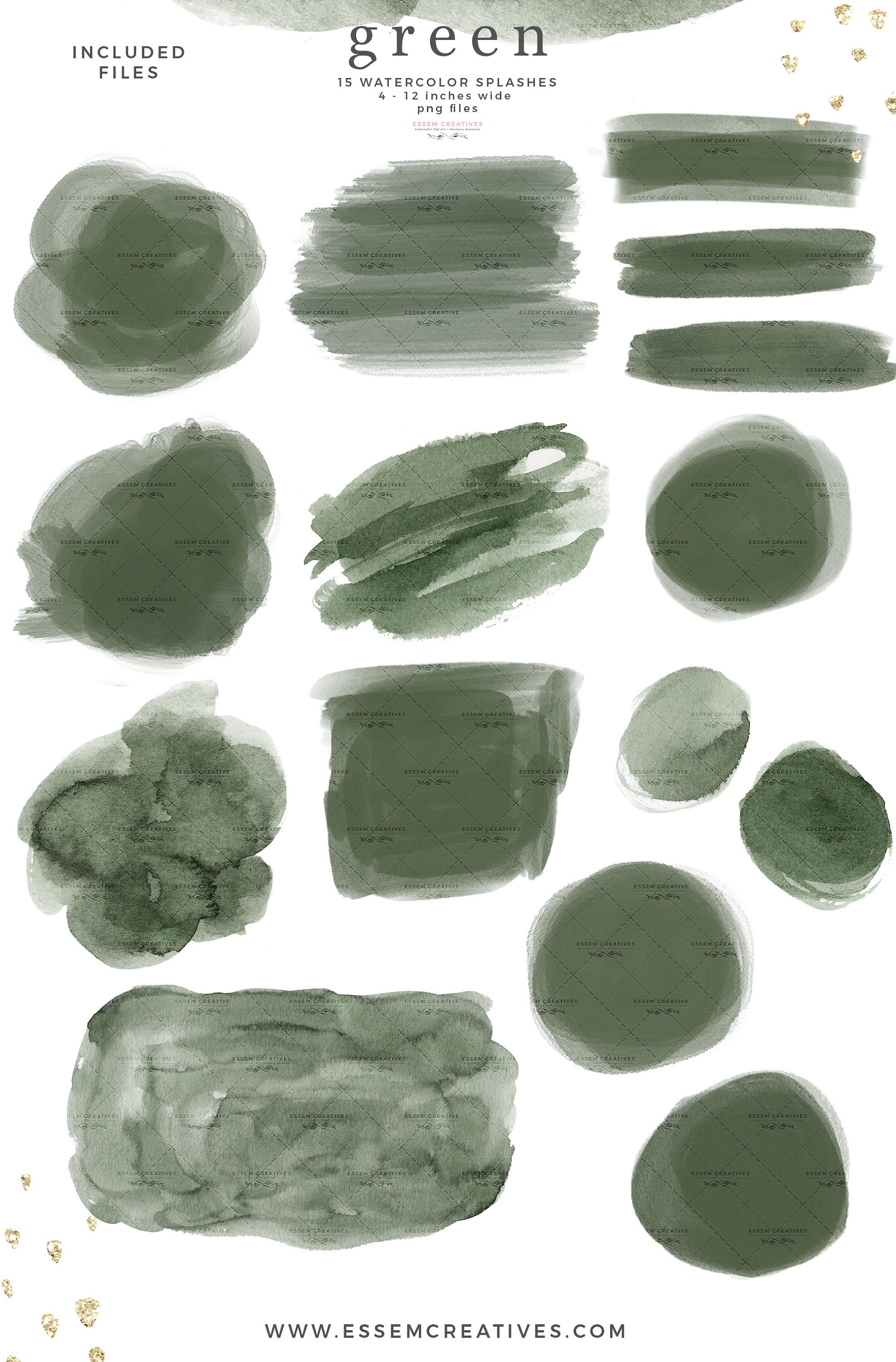 Green Watercolor Clipart Texture Shape Splash Olive Dark - Etsy