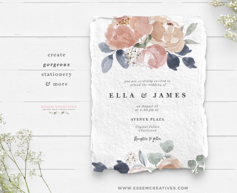 Rustic Watercolor Flowers Clipart Floral Border Clipart - Etsy