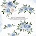 AZURE Blue Watercolor Flowers Clipart, Winter Floral Clip Art, Rustic ...