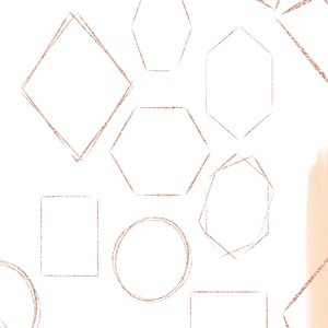 Empty Gold Glitter Geometric Frames Clipart, Rose Gold Silver Crystal ...