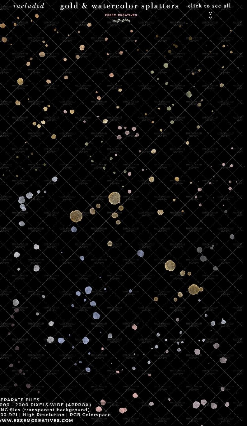 Gold Paint Splatter Clipart Overlay Watercolor Ink Splatter - Etsy