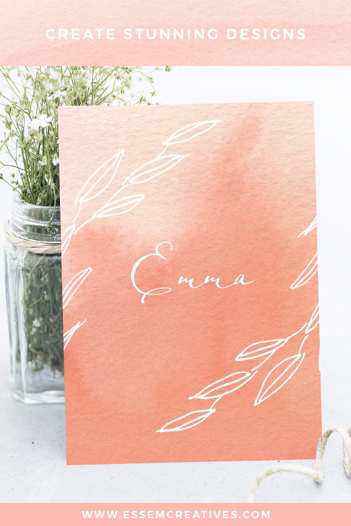 Coral Watercolor Ombre Splash Calligraphy Background | Etsy