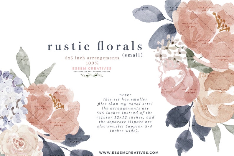 Rustic Watercolor Flowers Clipart Floral Border Clipart - Etsy