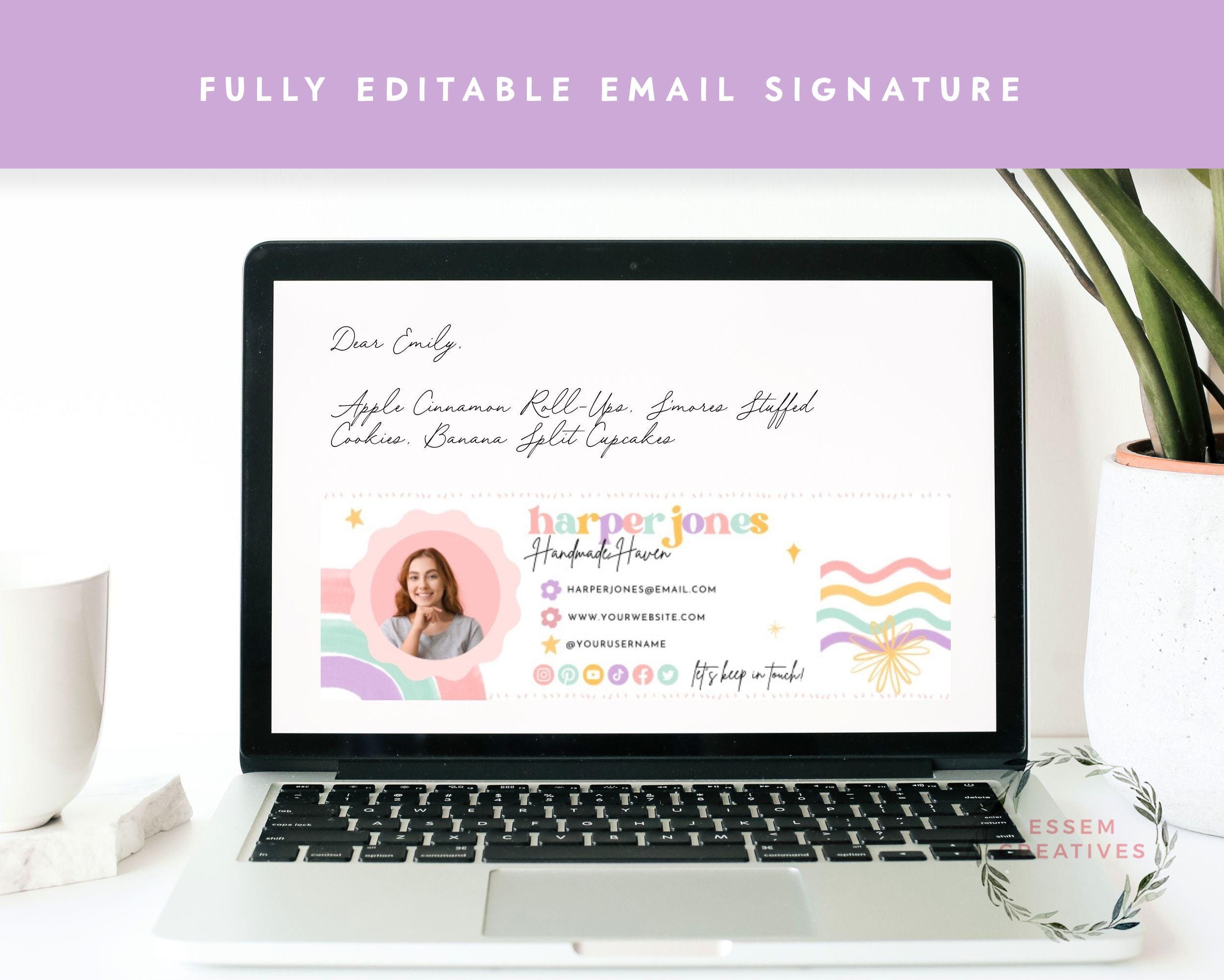 Rainbow Email Signature Template, Editable Email Signature Design ...