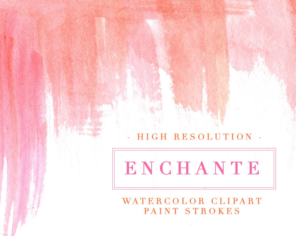 Pink Watercolor Paint Strokes Clipart Splash Clipart Dry | Etsy