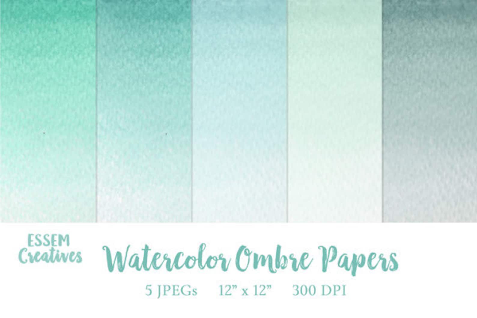 Watercolor Background Digital Paper Turquoise Ombre 12x12 - Etsy