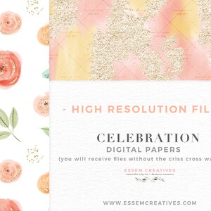 Valentine's Day Digital Papers, Pink Peach Gold Floral Seamless Surface ...