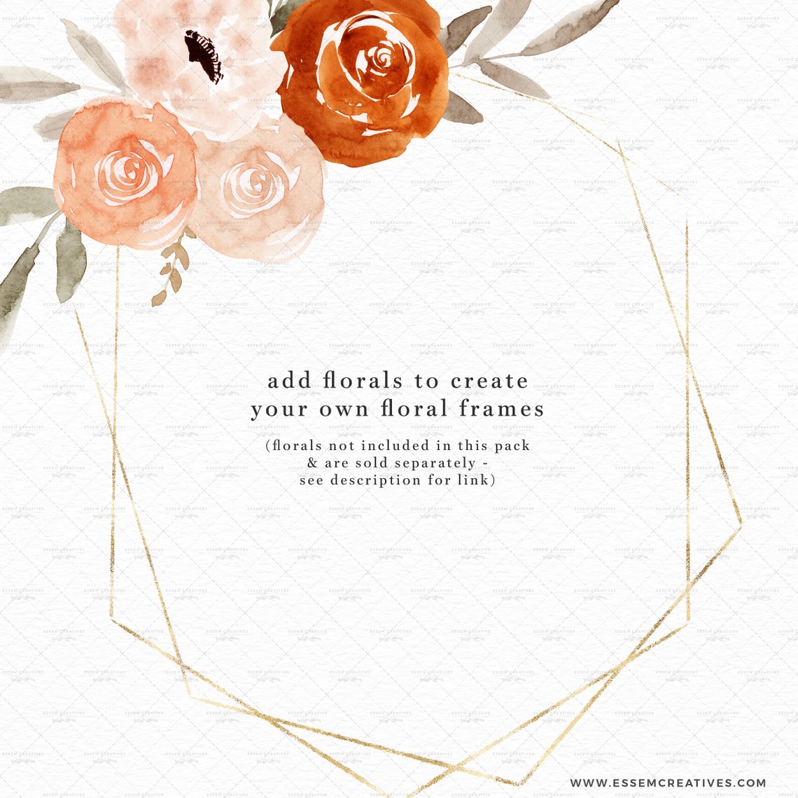 Empty Gold Geometric Frames Clipart Crystal Frames Clip Art - Etsy