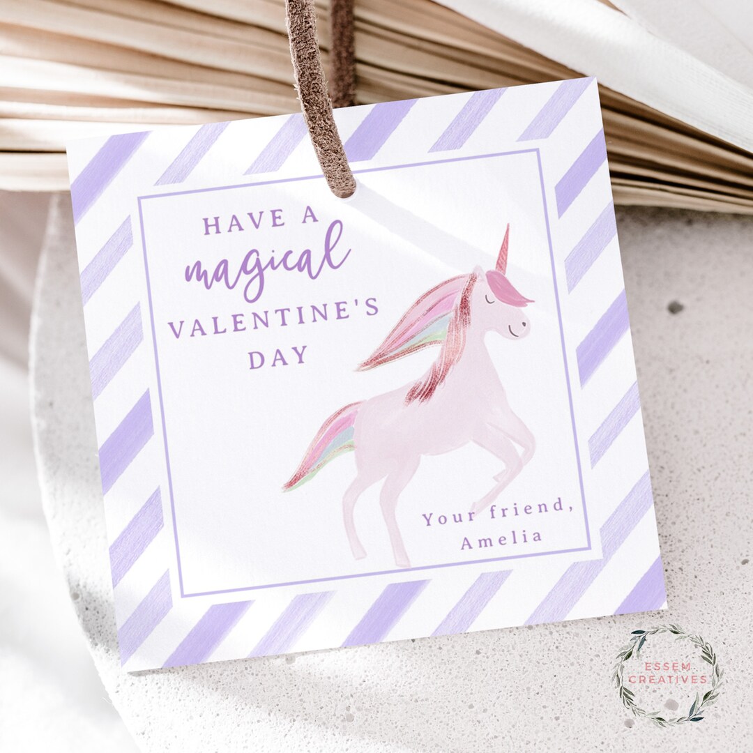 Printable Unicorn Valentine Tag, Unicorn Valentines Day Card for Kids ...