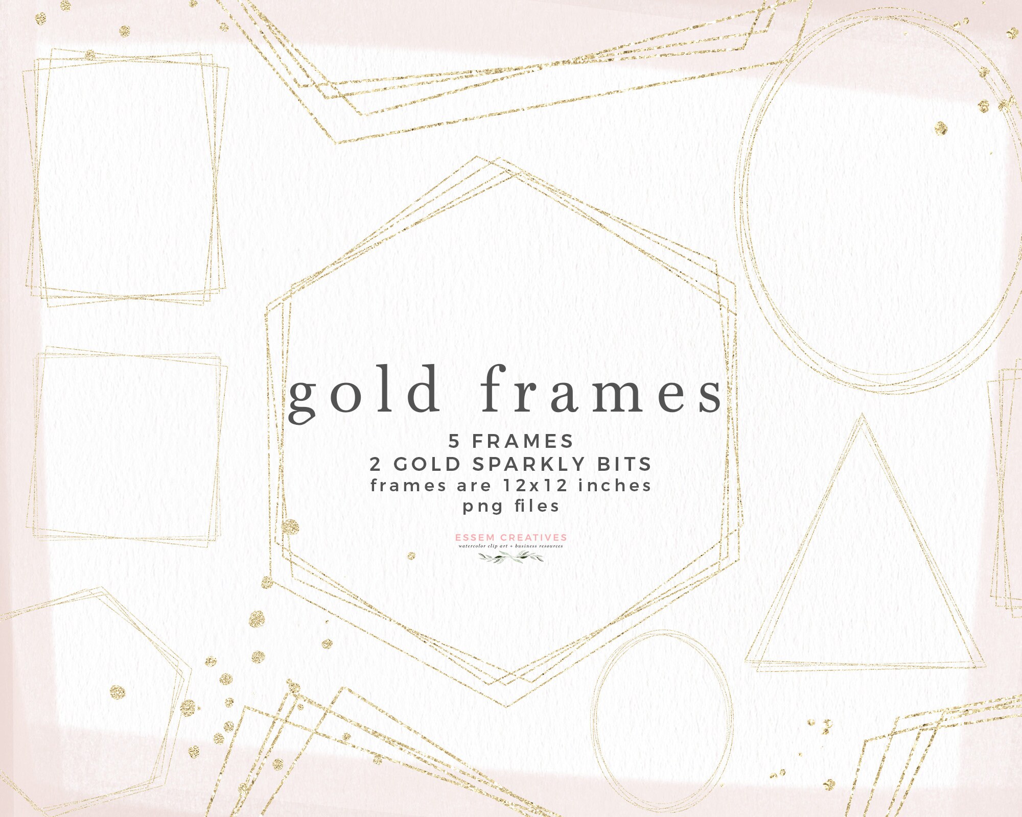 Gold Geometric Frame Clipart Gold Glitter Frame Clip Art - Etsy
