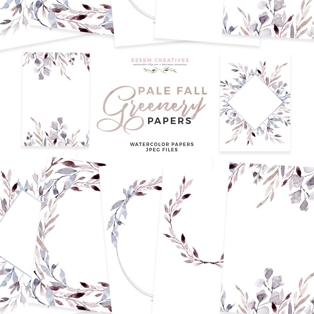 Watercolor Floral Digital Papers & Borders Fall Leaves Card - Etsy