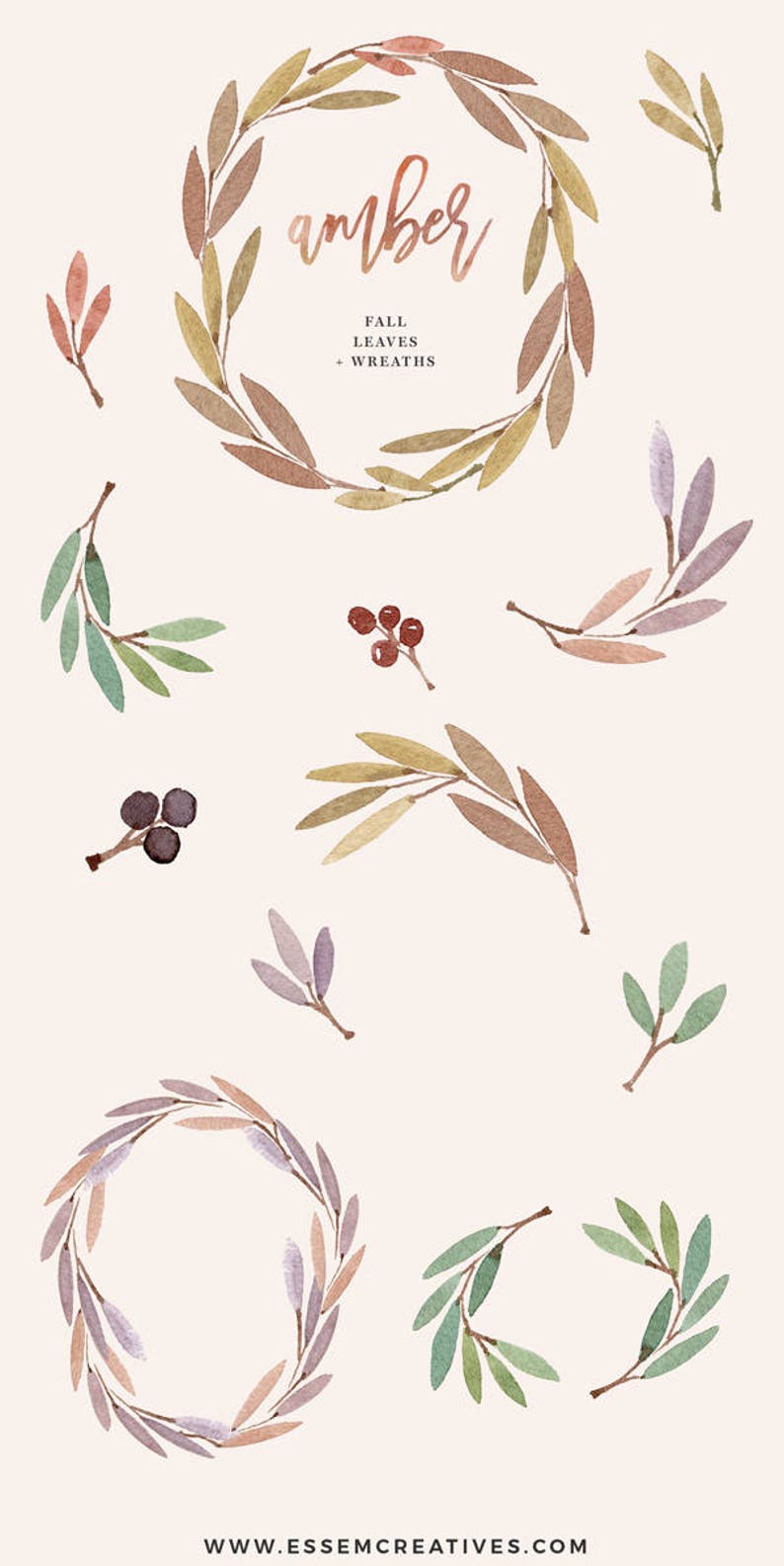 Watercolor Wreath Clip Art Fall Leaves Autumn Wreath - Etsy