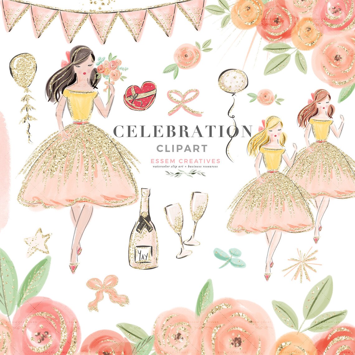 Celebration Party Clip Art Valentine's Day Clipart - Etsy