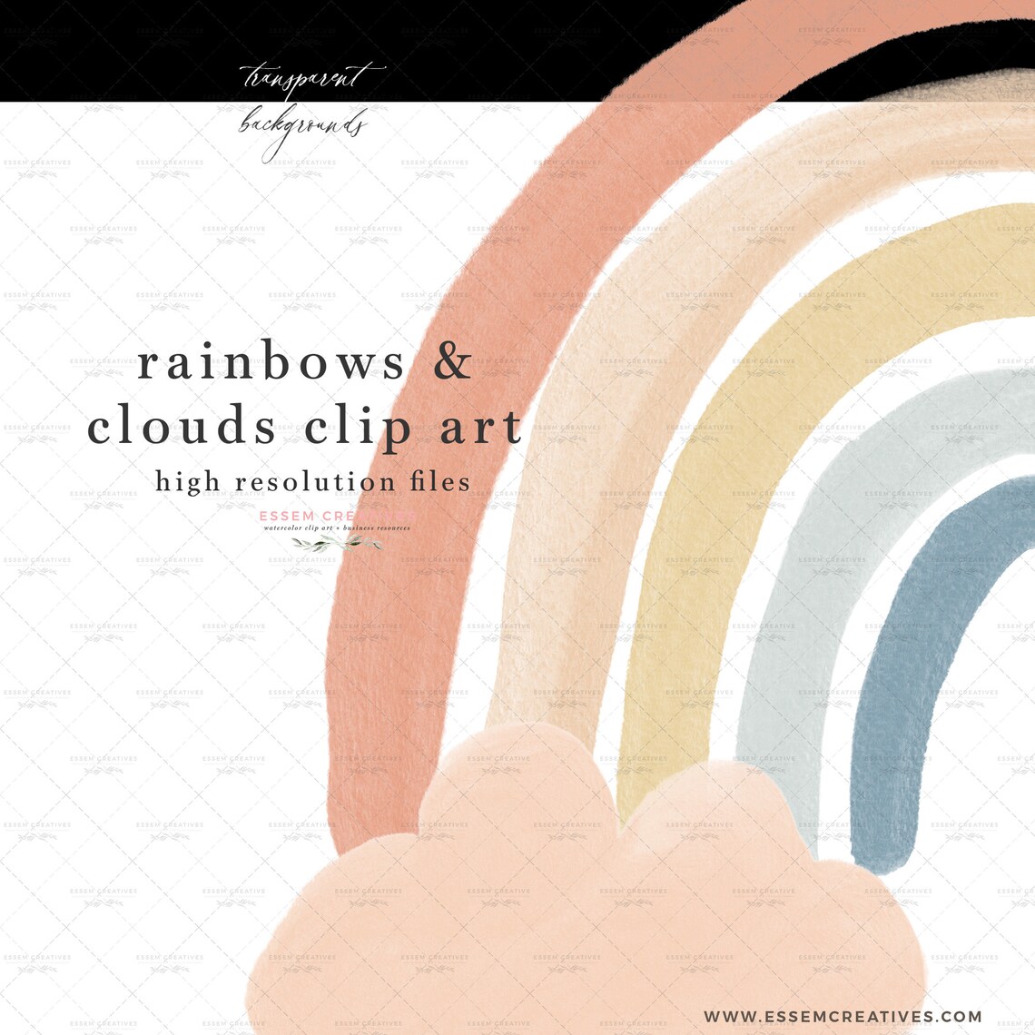 Boho Rainbow and Clouds Clip Art for Baby Shower Invitations - Etsy