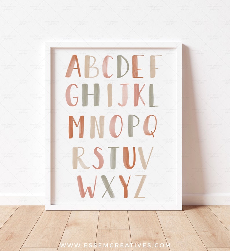 Neutral Alphabet Poster, Boho Alphabet Print, PRINTABLE Wall Art ...