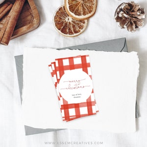 Red Gingham Gift Tag, Watercolor Christmas Plaid Tag, Holiday Gift Tag ...
