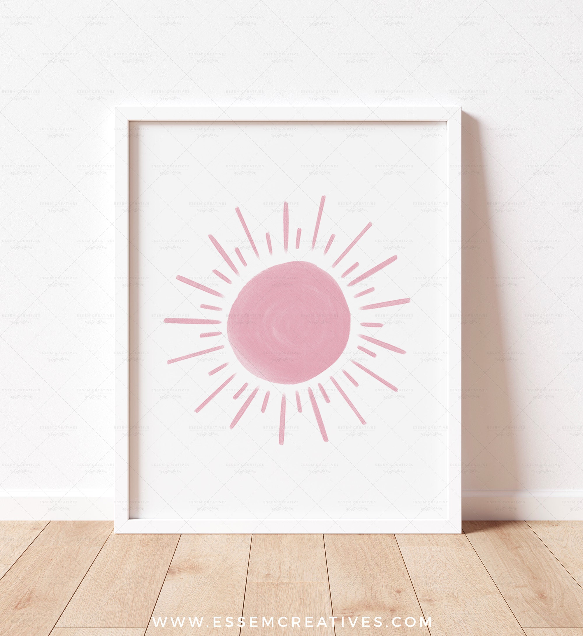 Blush Pink Sun Print Boho Baby Girl Nursery Print Sun Wall | Etsy