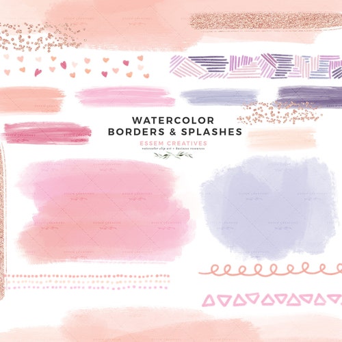 Pink Purple Watercolor Washi Tapes Watercolor Brush Strokes - Etsy