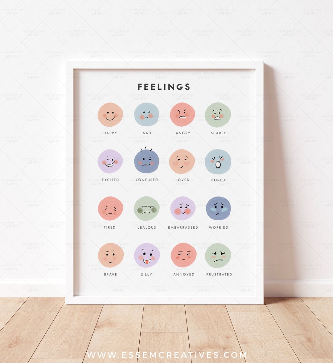 Feelings Poster for Kids, Printable Emotions Chart for Preschool ...
