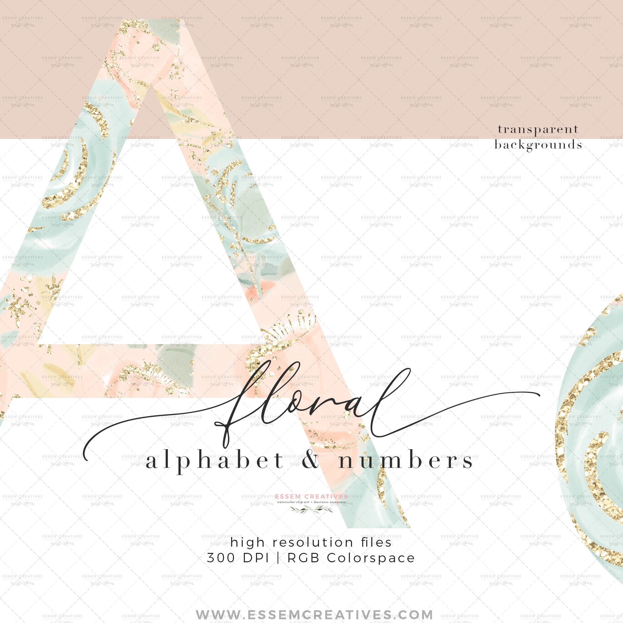 Floral Alphabet Clipart Instant Digital Download Baby Shower Graphics ...