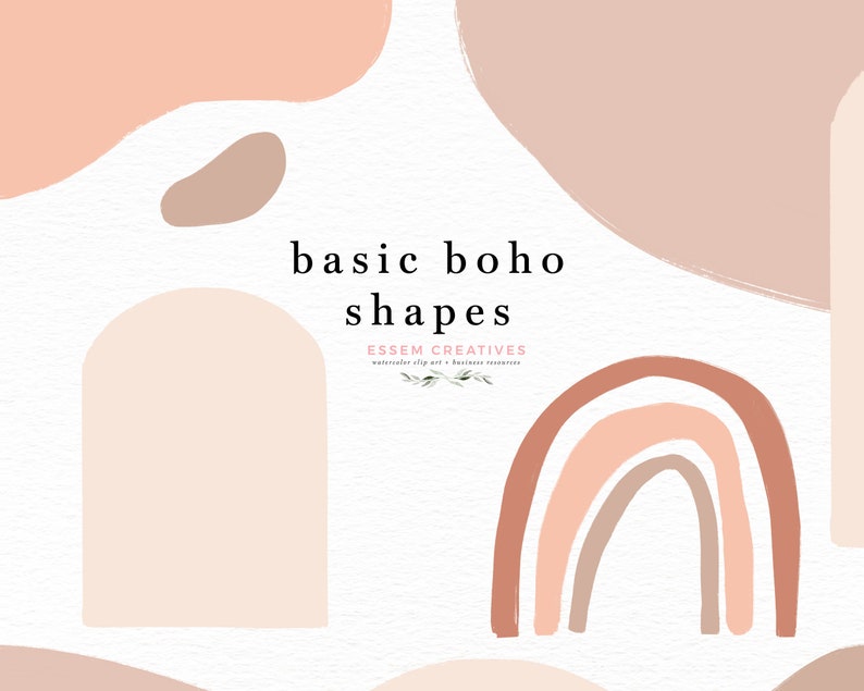 Basic Boho Shapes Clipart, Boho Arch Box in Peach and Neutral Colors ...