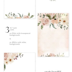 Boho Neutral Floral Clipart, Boho Floral Frame Clip Art, Watercolor ...