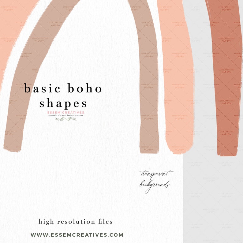 Basic Boho Shapes Clipart, Boho Arch Box in Peach and Neutral Colors ...