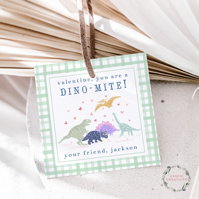 Printable Dinosaur Valentines Gift Tag for Kids, Dino-mite Valentine ...