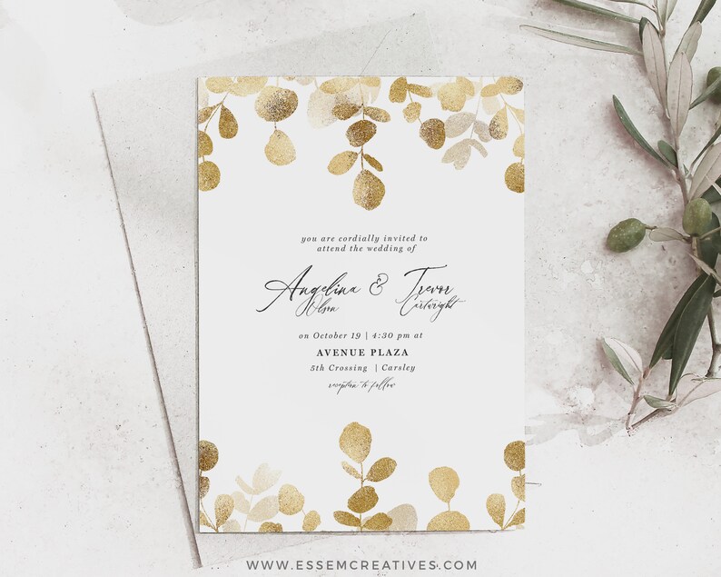 Eucalyptus Wreath Clipart Gold Leaf Branch Floral Clipart - Etsy